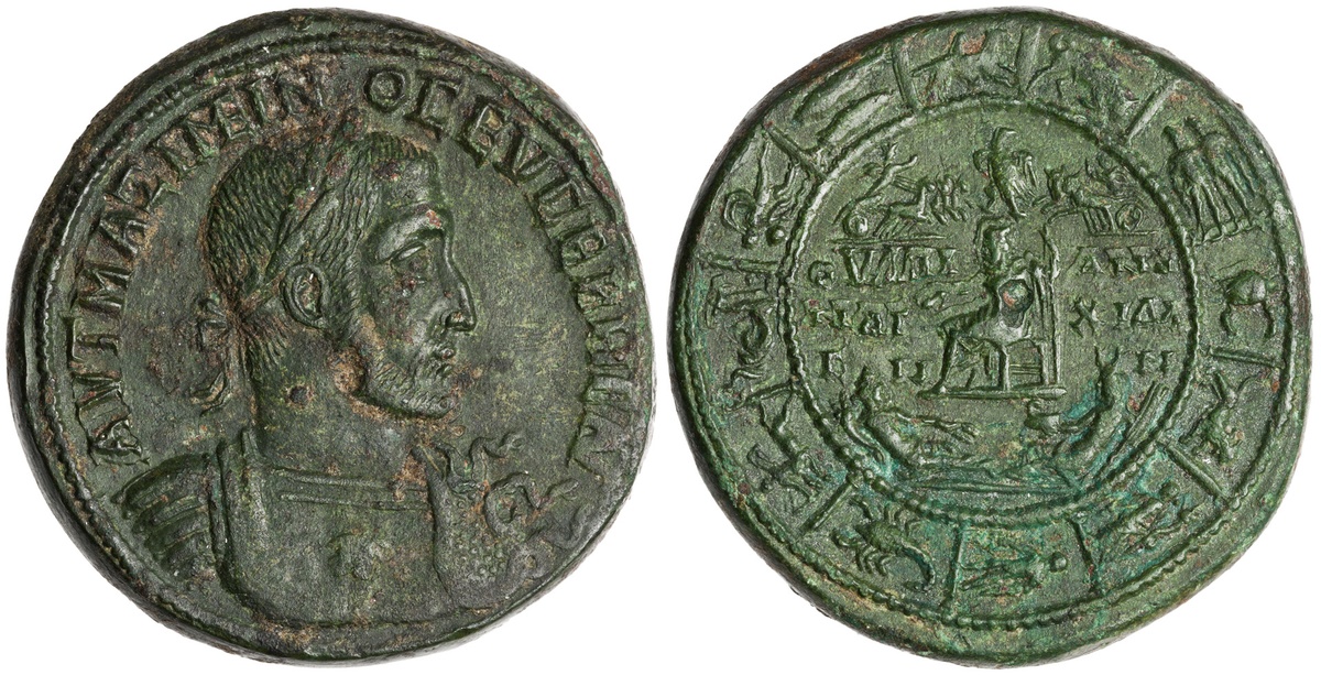 Coin Issued by Maximinus I: (reverse) Zeus with Personifications of ...